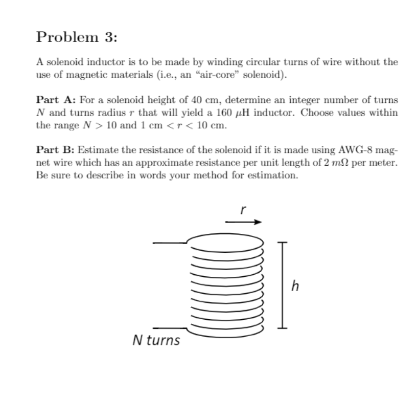 Solved Problem 3: A solenoid inductor is to be made by | Chegg.com