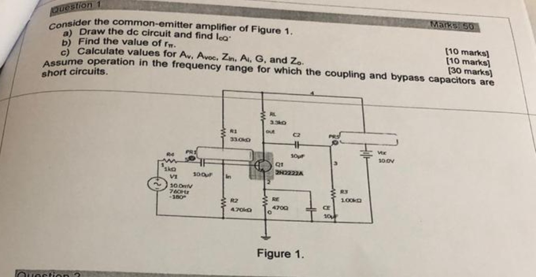 Solved Consider the common-emitter amplifier of Figure 1. a) | Chegg.com