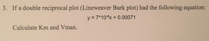 Solved 3. If a double reciprocal plot (Lineweaver Burk plot) | Chegg.com
