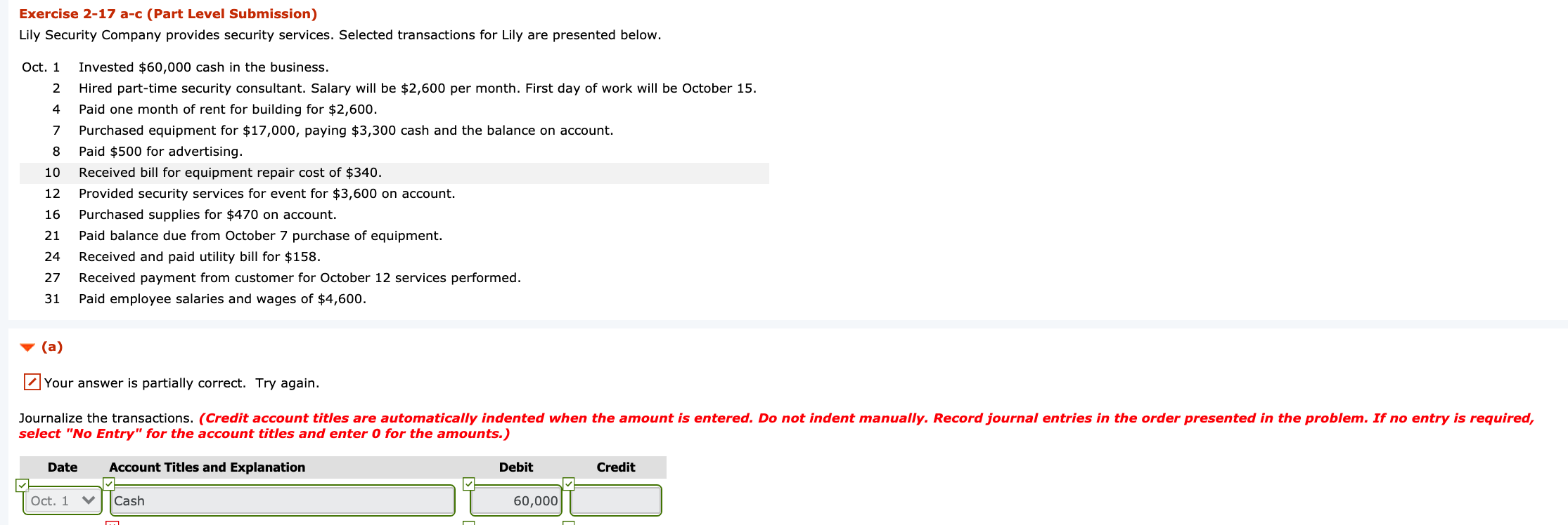 Solved Exercise 2-17 a-c (Part Level Submission) Lily | Chegg.com