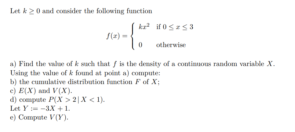 Solved Let k≥0 and consider the following function | Chegg.com