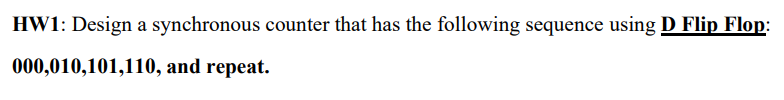 Solved HW1: Design a synchronous counter that has the | Chegg.com
