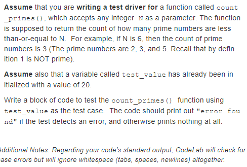 Solved Assume that you are writing a test driver for a | Chegg.com