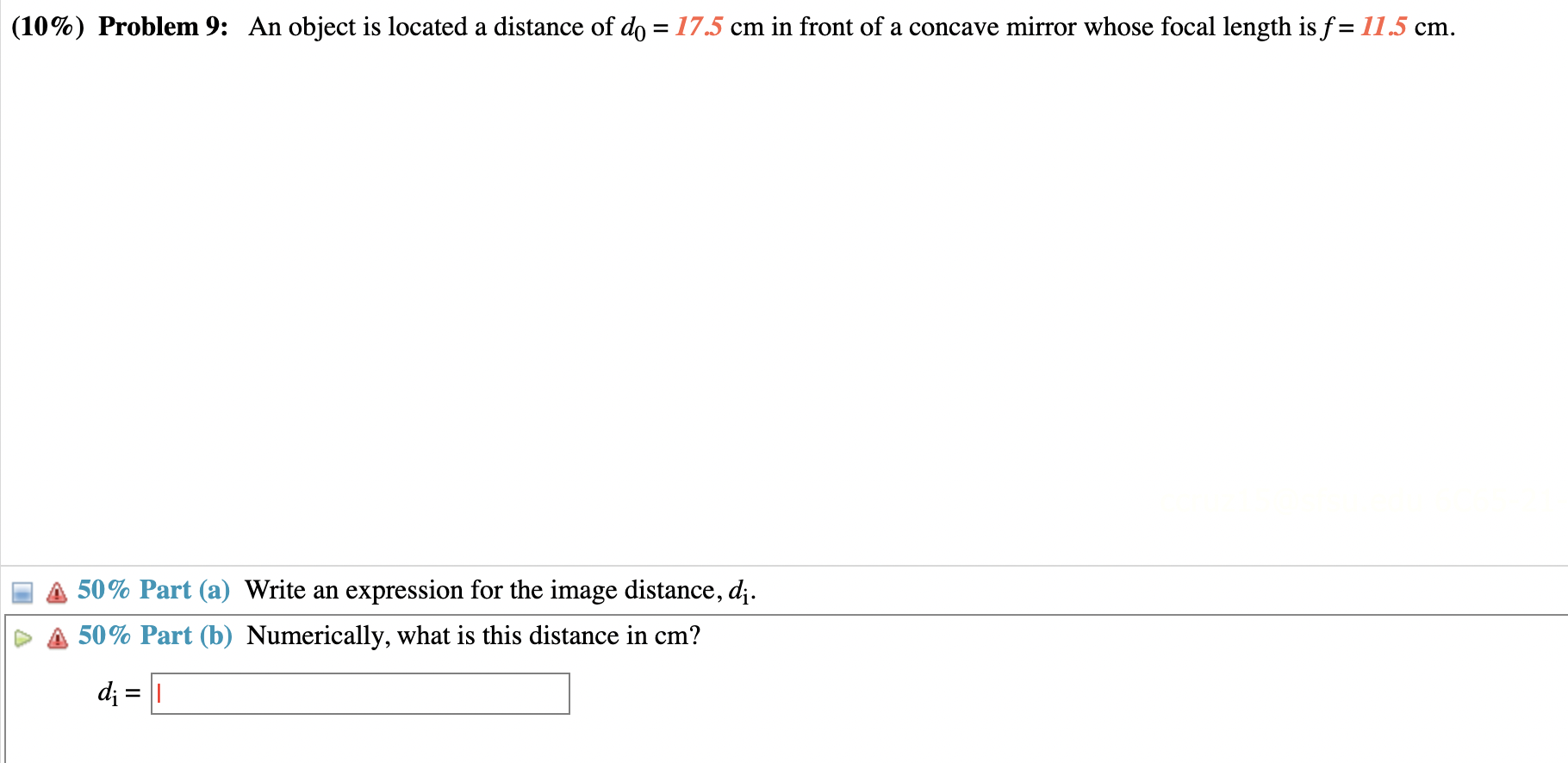 Solved (10\%) Problem 9: An object is located a distance of | Chegg.com