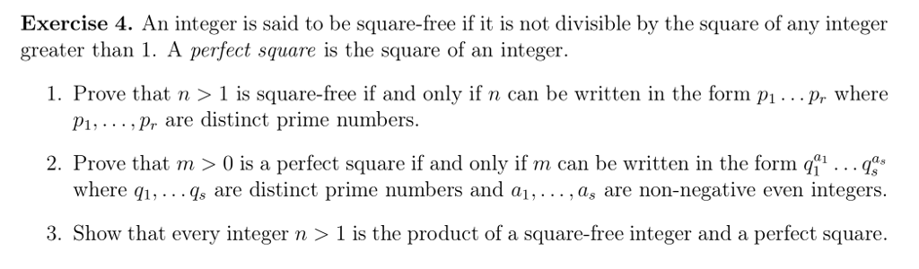 Solved Exercise 4. An integer is said to be square-free if | Chegg.com