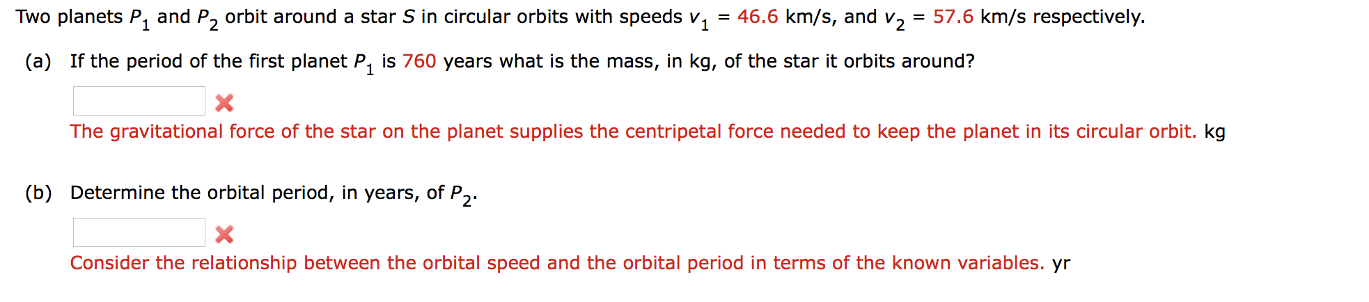 Solved Two planets P1 and P2 orbit around a star S in | Chegg.com