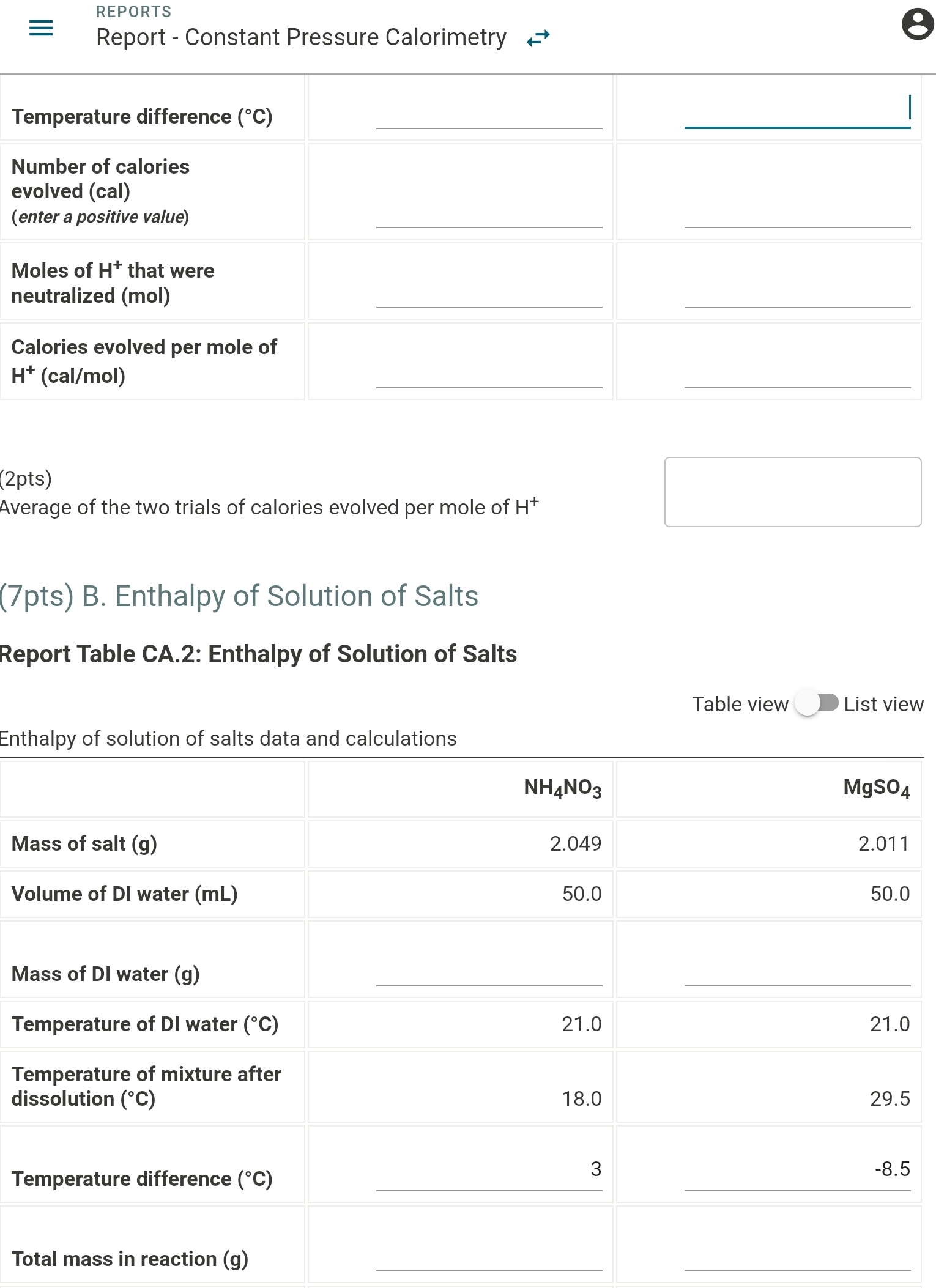 Upload images of your work for: Table view List view | Chegg.com