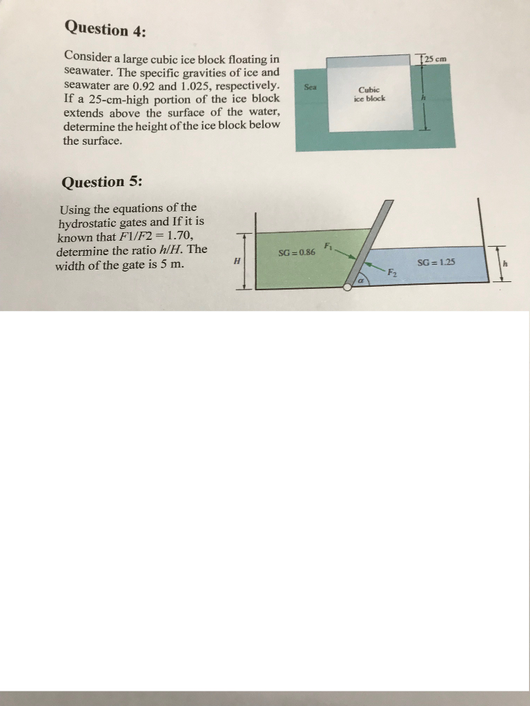 Solved Question 4: onsider a large cubic ice block floating | Chegg.com
