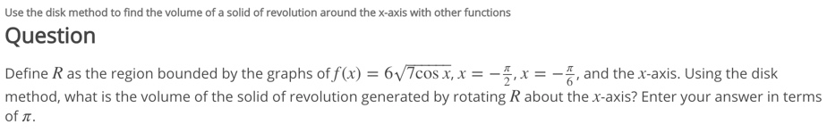 Solved Use the disk method to find the volume of a solid of | Chegg.com