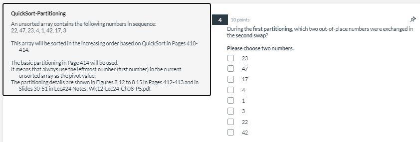 Solved 3 QuickSort-Partitioning An unsorted array contains | Chegg.com