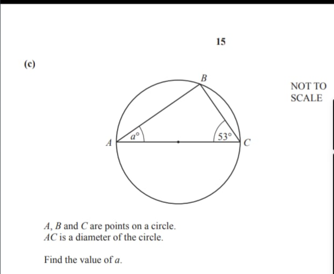 [Solved]: (c) A,B and C are points on a circle. AC is a dia