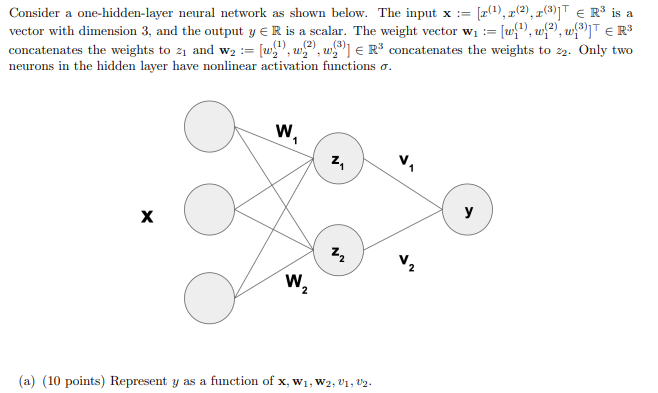 a Consider a one-hidden-layer neural network as shown | Chegg.com