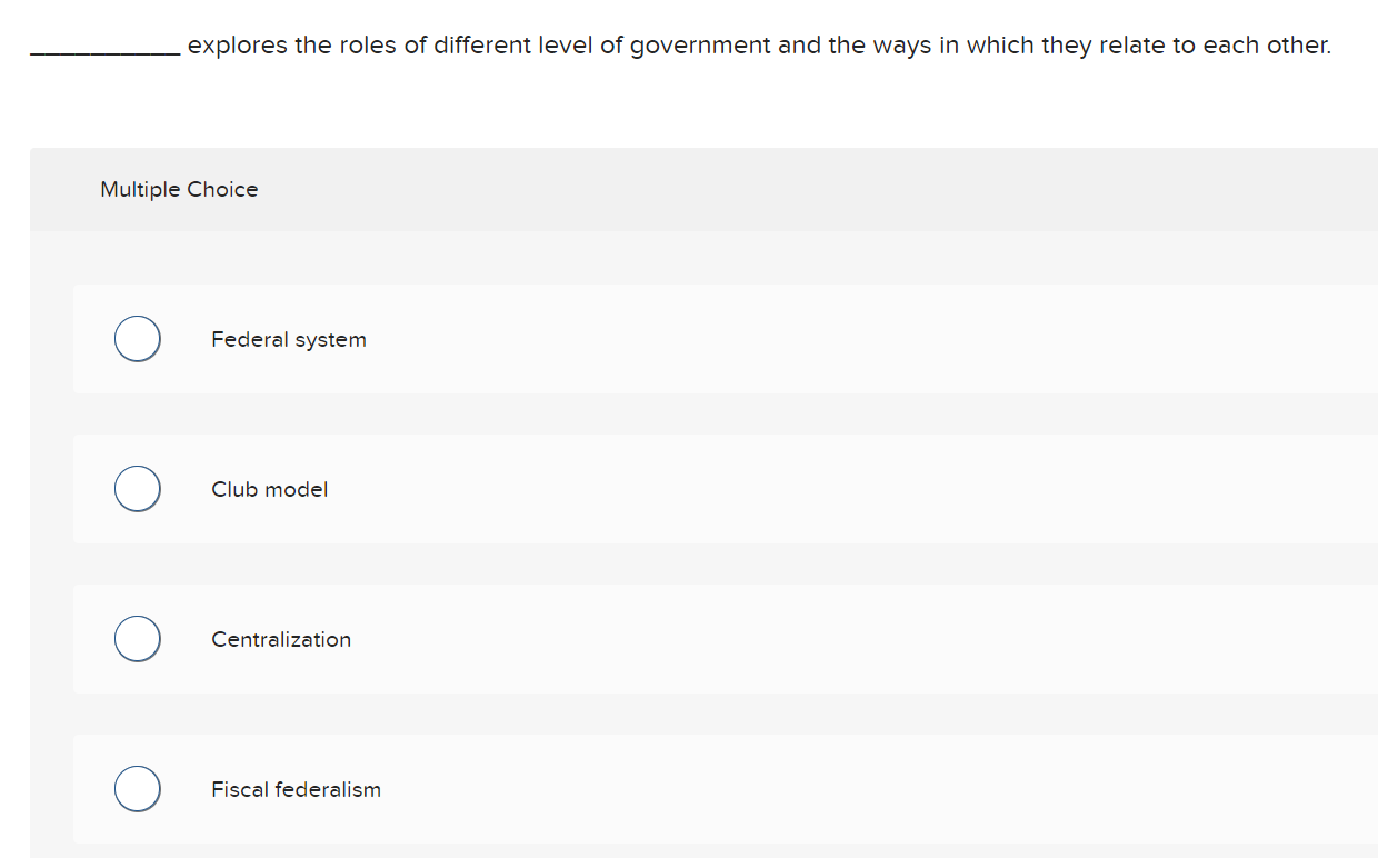 Solved explores the roles of different level of government | Chegg.com