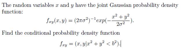 Solved The random variables x and y have the joint Gaussian | Chegg.com