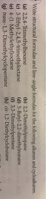 Solved Write structural formulas and line-angle formulas for | Chegg.com
