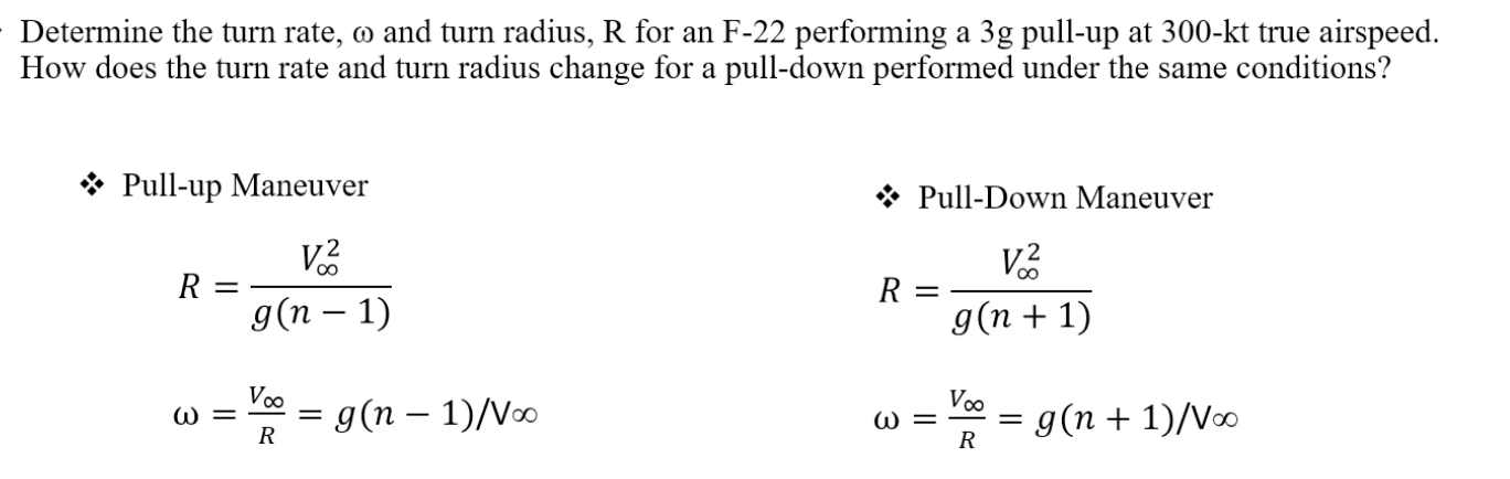 Solved Determine the turn rate, ω and turn radius, R for an | Chegg.com