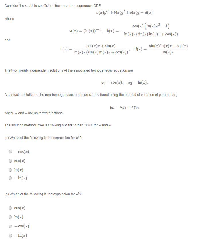 Solved Consider The Variable Coefficient Linear 0673