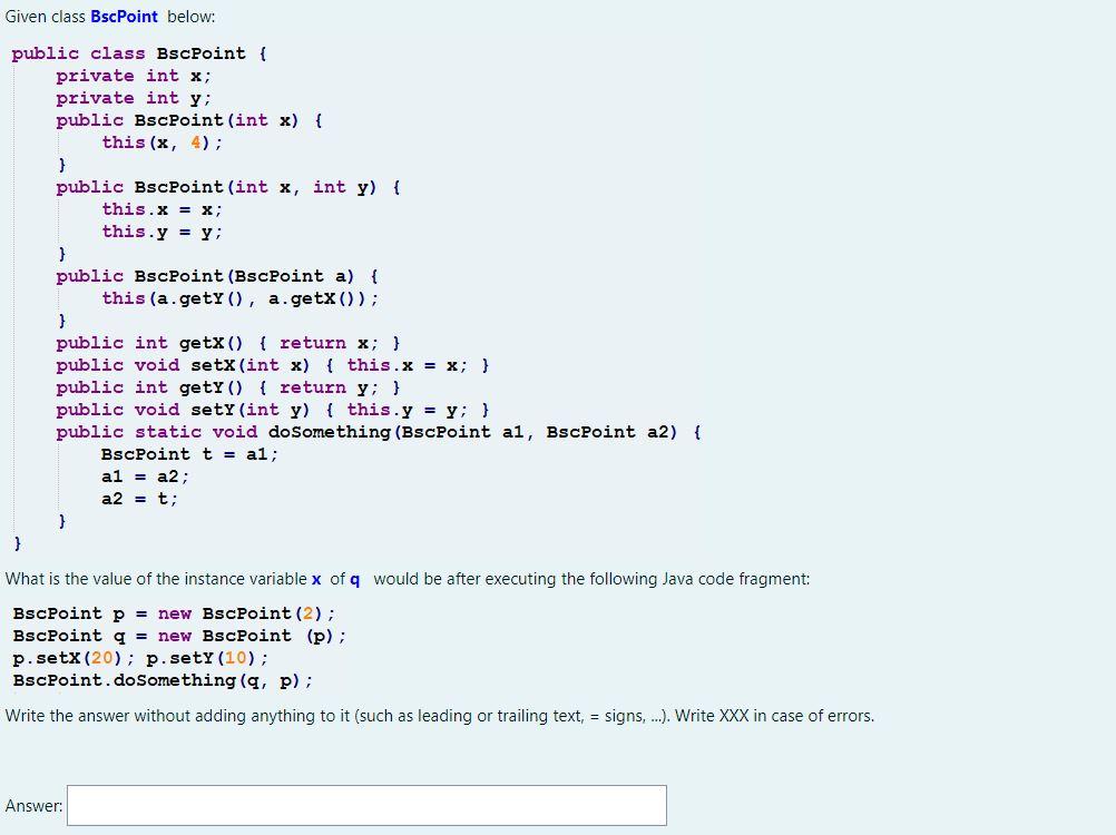 Solved Given Class Bscpoint Below Public Class Bscpoint 8684