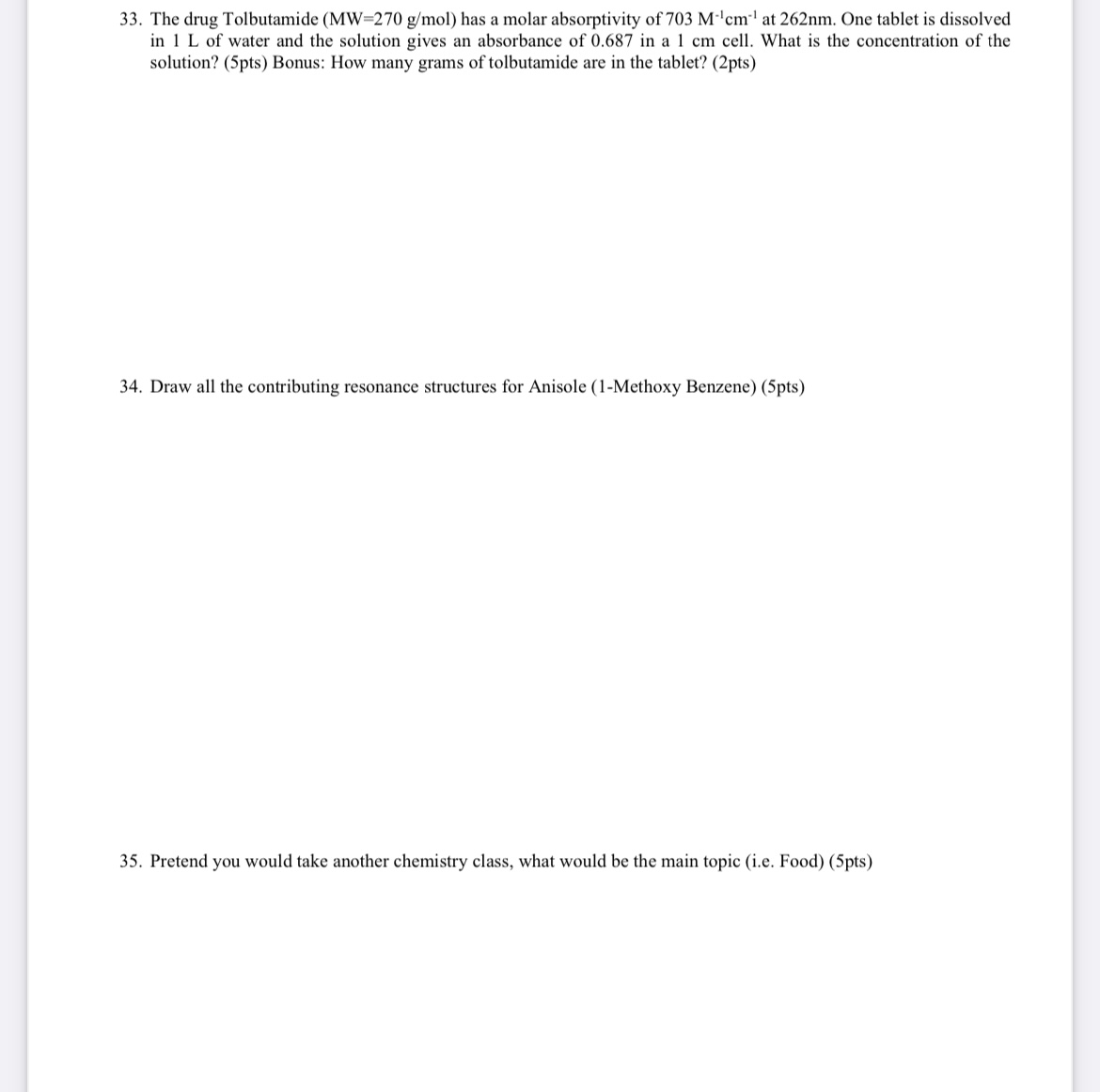 Solved 33. The drug Tolbutamide (MW=270 g/mol) has a molar | Chegg.com