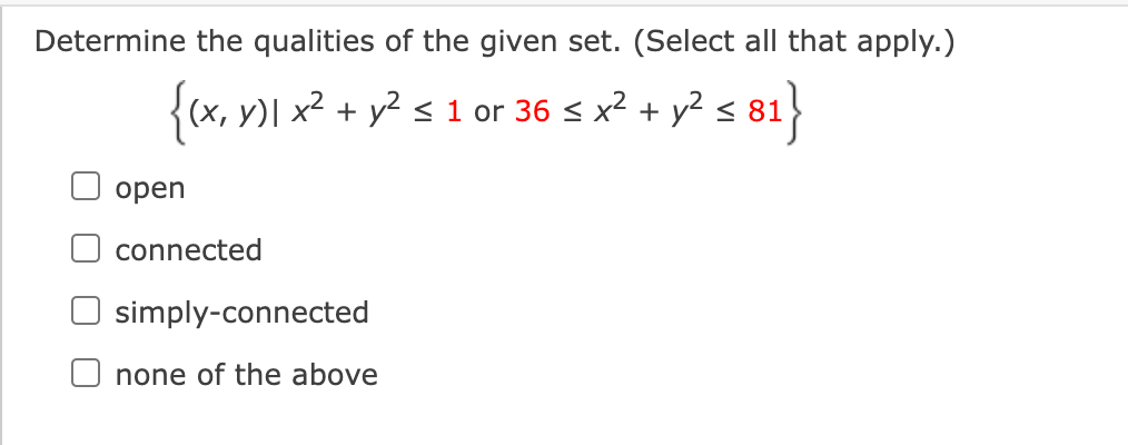 Solved Determine the qualities of the given set. (Select all | Chegg.com