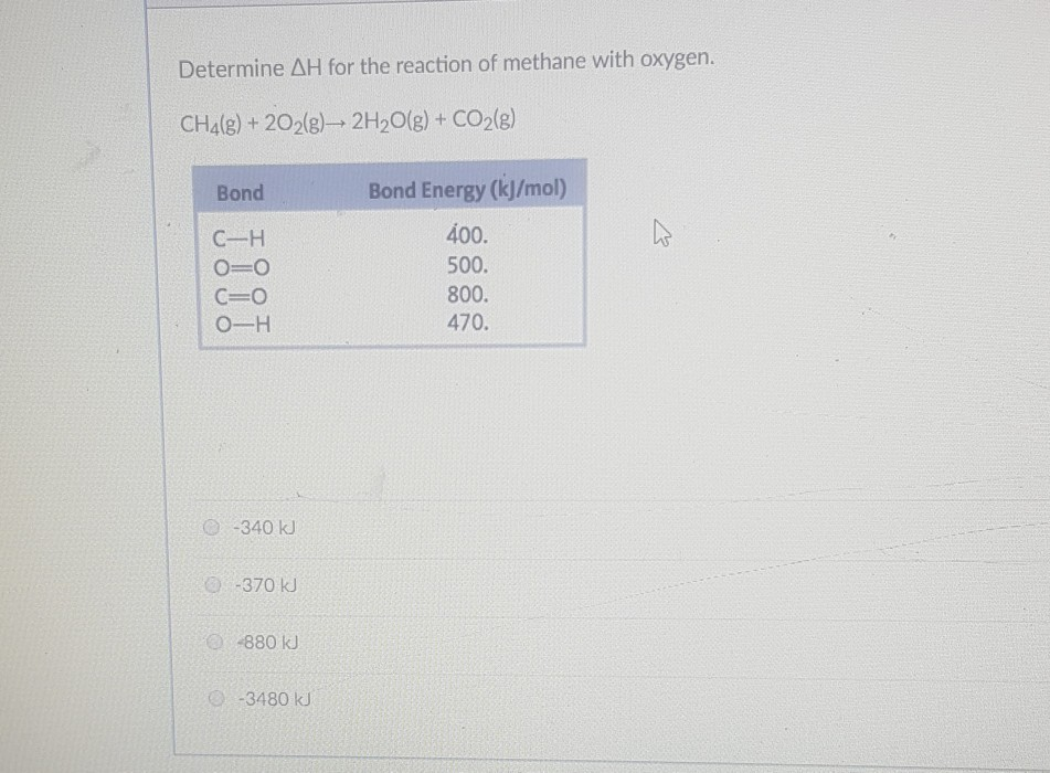 Solved Determine AH for the reaction of methane with oxygen. | Chegg.com