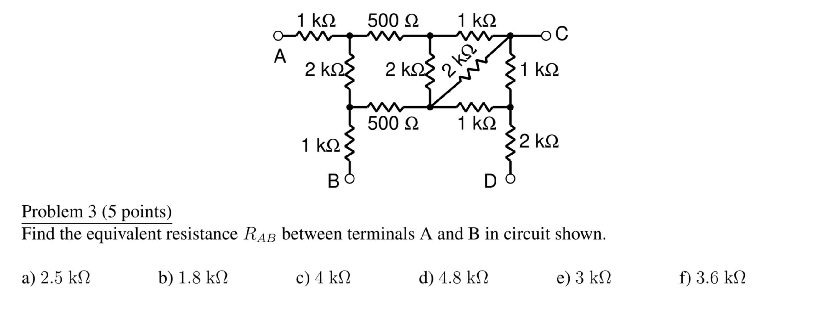 Solved Problem 3 (5 points) Find the equivalent resistance | Chegg.com