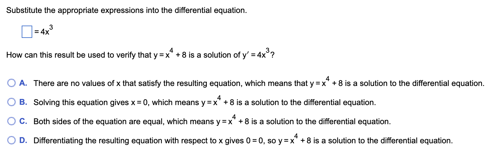 Solved Verify by substitution that the given function is a | Chegg.com