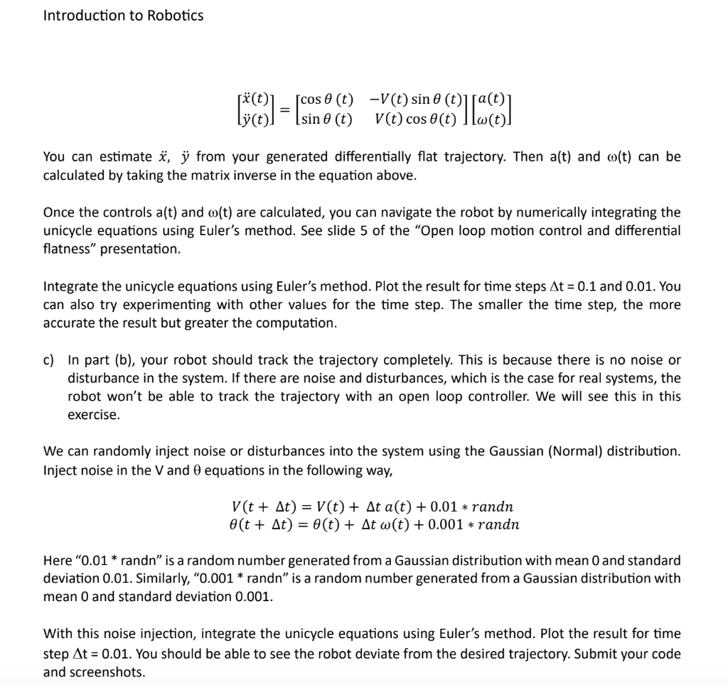 Solved 10) Trajectory tracking using an open loop controller | Chegg.com