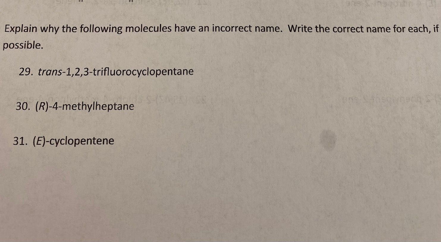 Solved Explain why the following molecules have an incorrect | Chegg.com