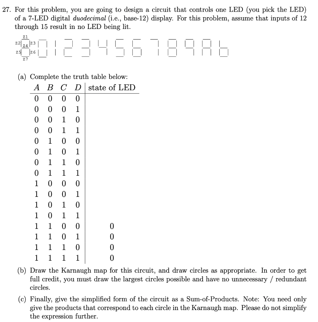 Solved 27. For this problem, you are going to design a | Chegg.com