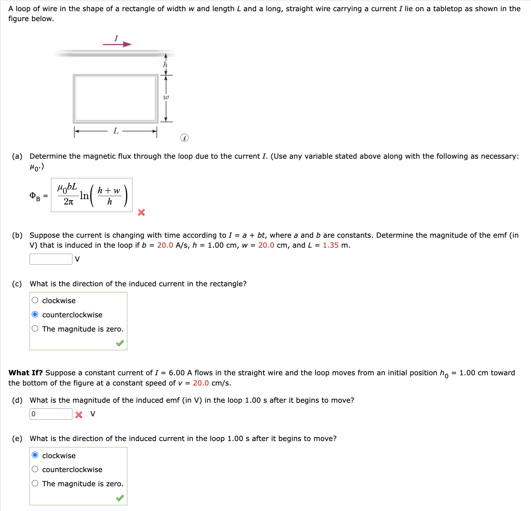 Solved A loop of wire in the shape of a rectangle of width w | Chegg.com