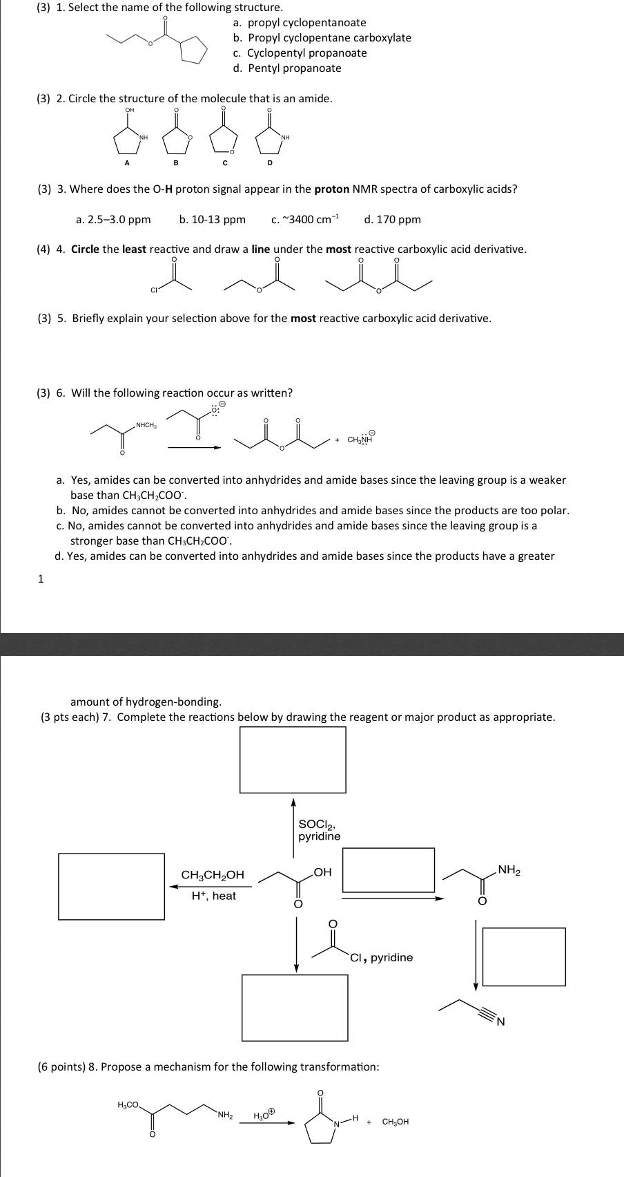 Solved (3) 1. Select the name of the following structure. a. | Chegg.com