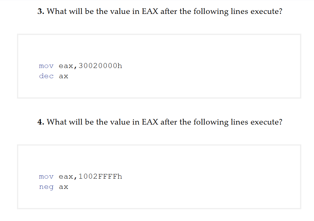 Solved What will be ﻿the value in ﻿EAX after the following | Chegg.com