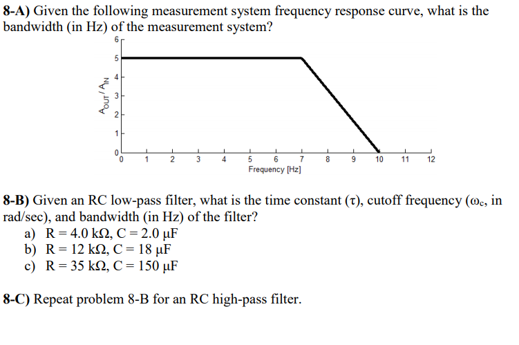 Solved 8 A Given The Following Measurement System Frequency