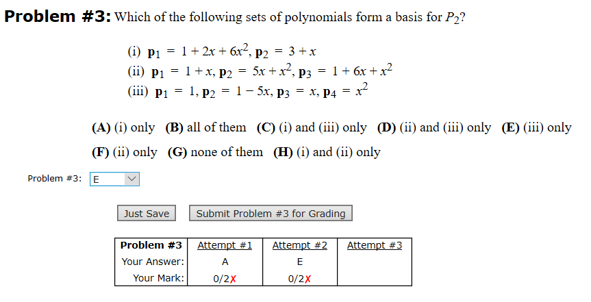 Solved Problem #3: Which of the following sets of | Chegg.com