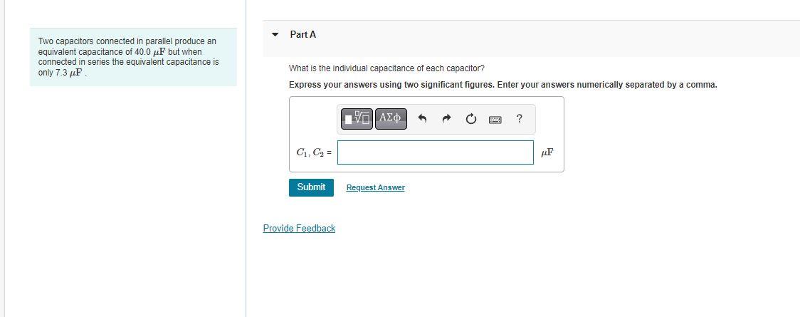 Solved Two capacitors connected in parallel produce an | Chegg.com