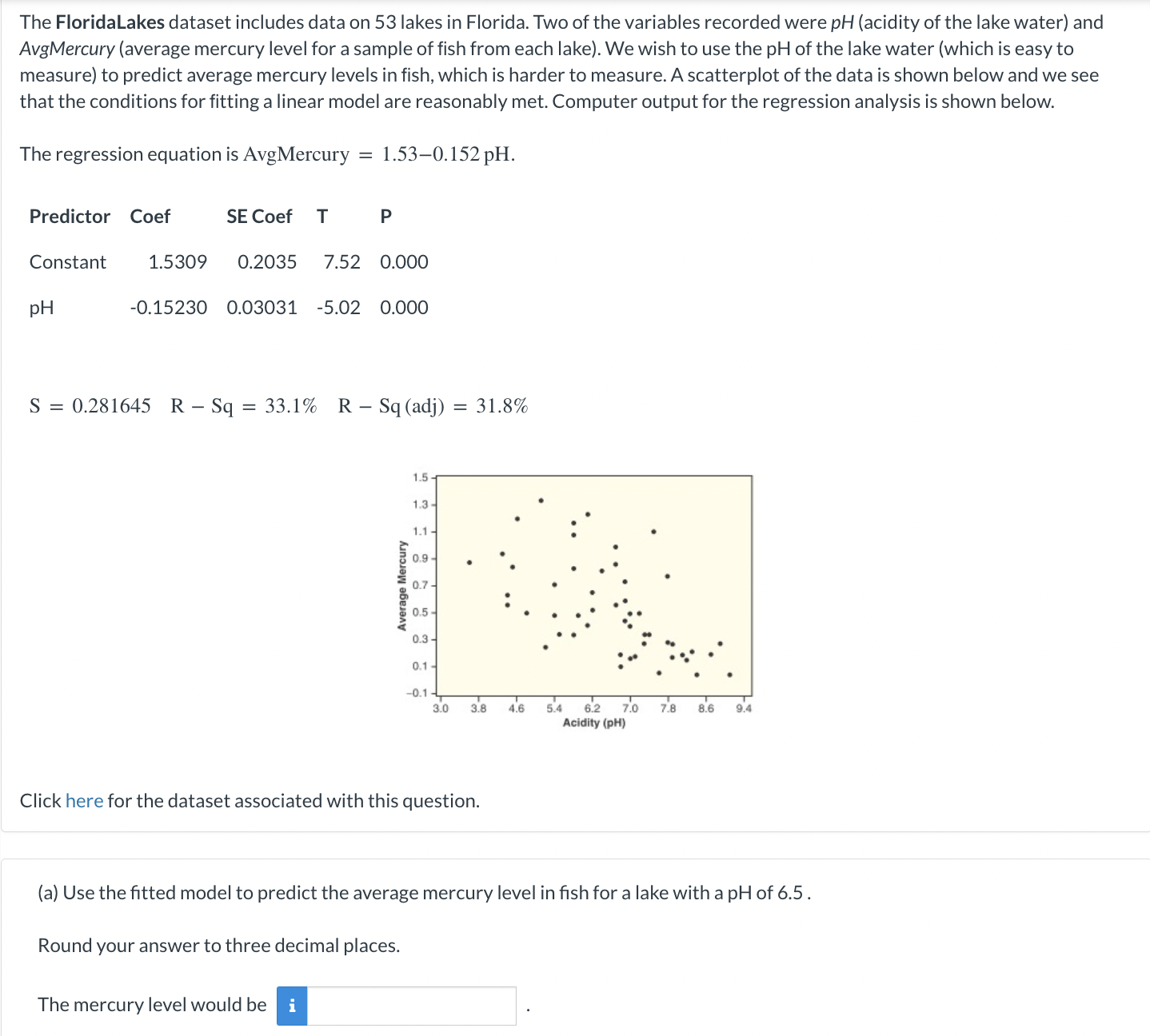 Solved The FloridaLakes dataset includes data on 53 lakes in | Chegg.com