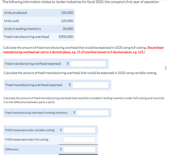 Solved Calculate the amount of fixed manufacturing overhead | Chegg.com