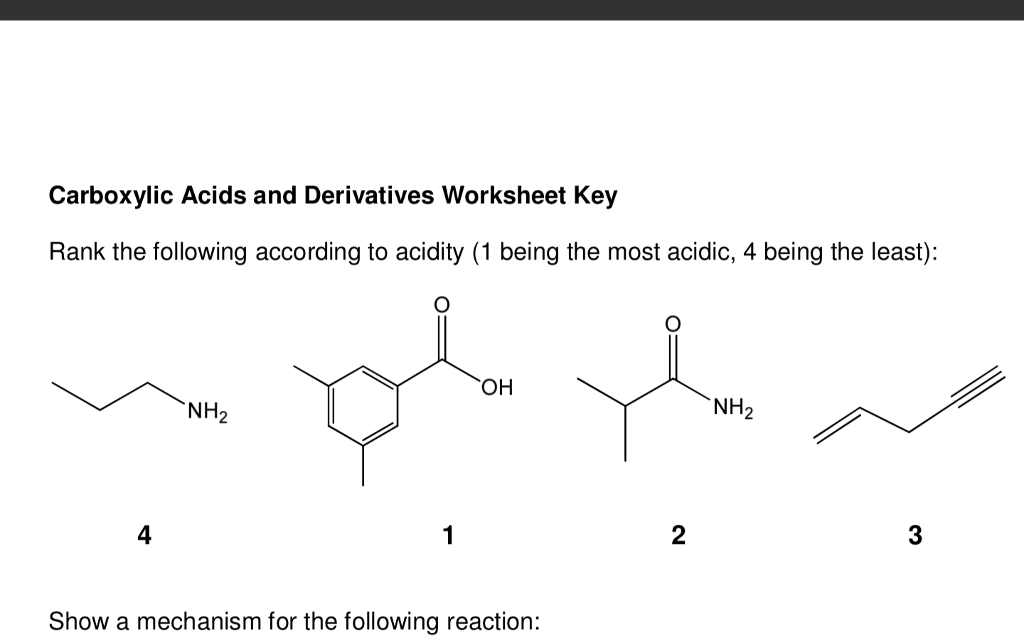 Solved Carboxylic Acids and Derivatives Worksheet Key Rank | Chegg.com