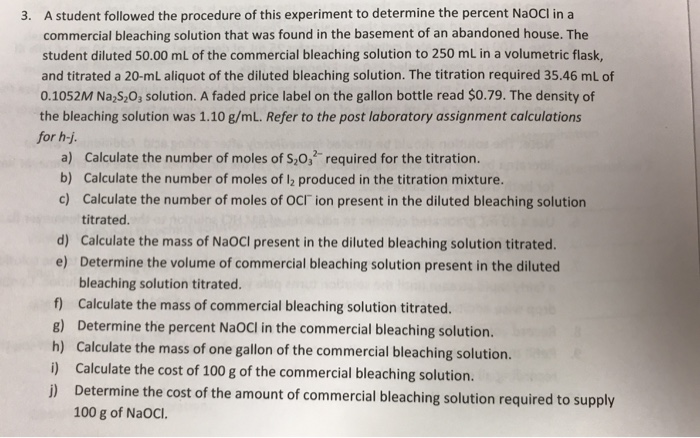 Solved A student followed the procedure of this experiment | Chegg.com