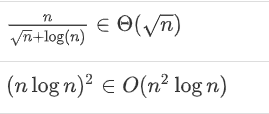 Solved m εθνη) γη+log(n) (nlogn)2 €O(n? logn) | Chegg.com