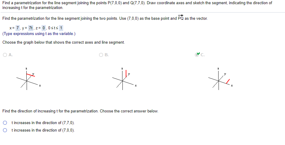 Solved Find a parametrization for the line segment joining | Chegg.com