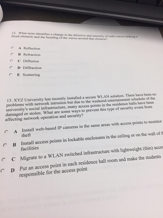 Solved Wireless Security- Assessment Test Spring 2018 1. | Chegg.com