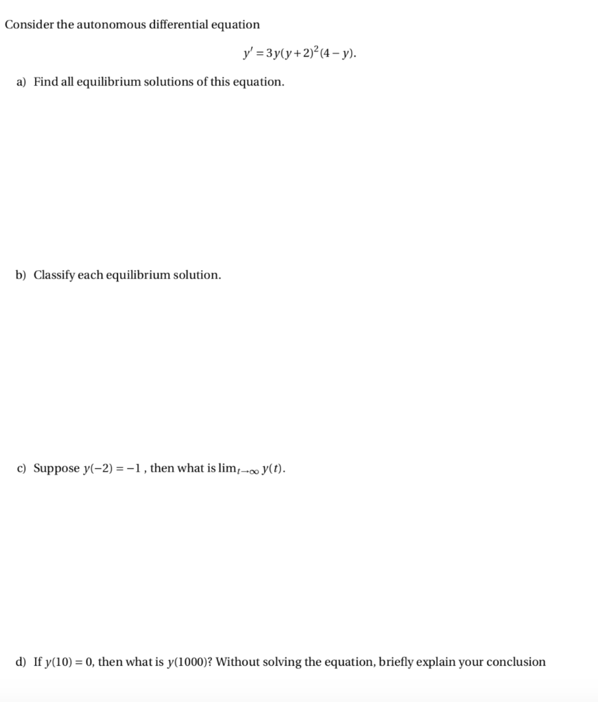 Solved Consider the autonomous differential equation y' = 3 | Chegg.com