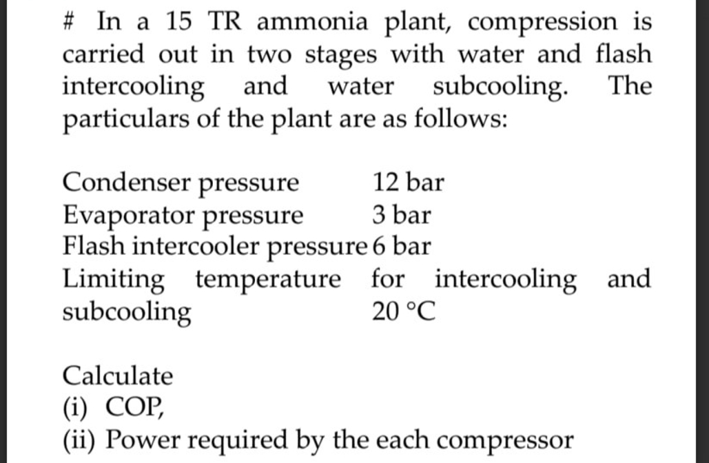 Solved \# In a 15 ﻿TR ammonia plant, compression is carried | Chegg.com