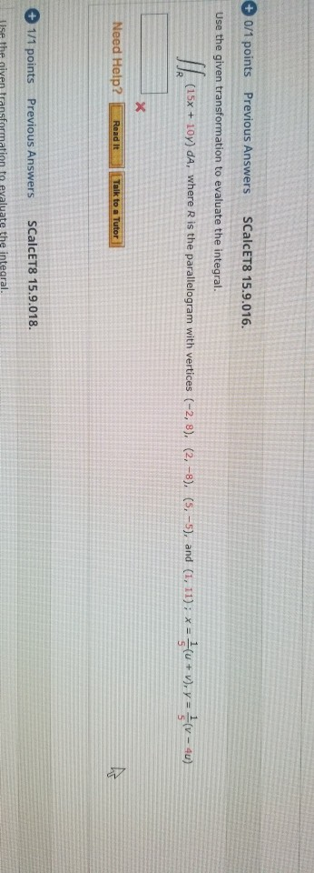 Solved 0/1 points Previous Answers SCalcET8 15.9.016. Use | Chegg.com