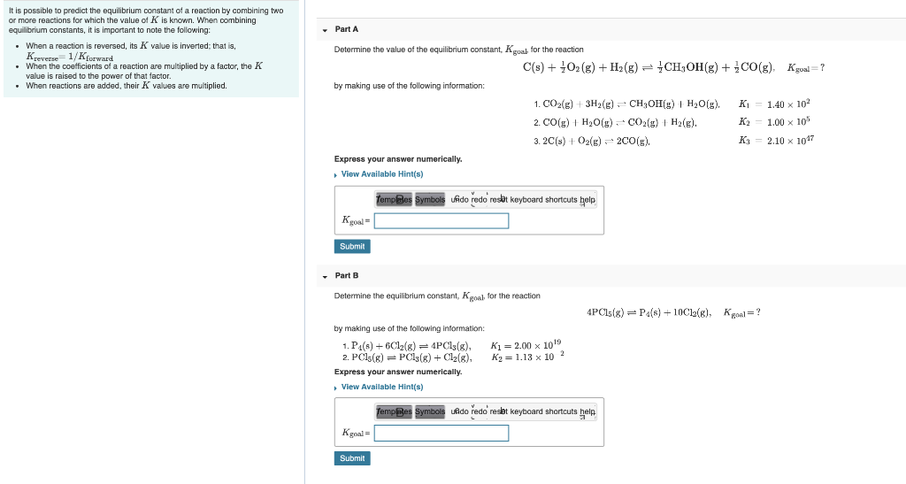 Solved - Part A It is possible to predict the equilibrium | Chegg.com