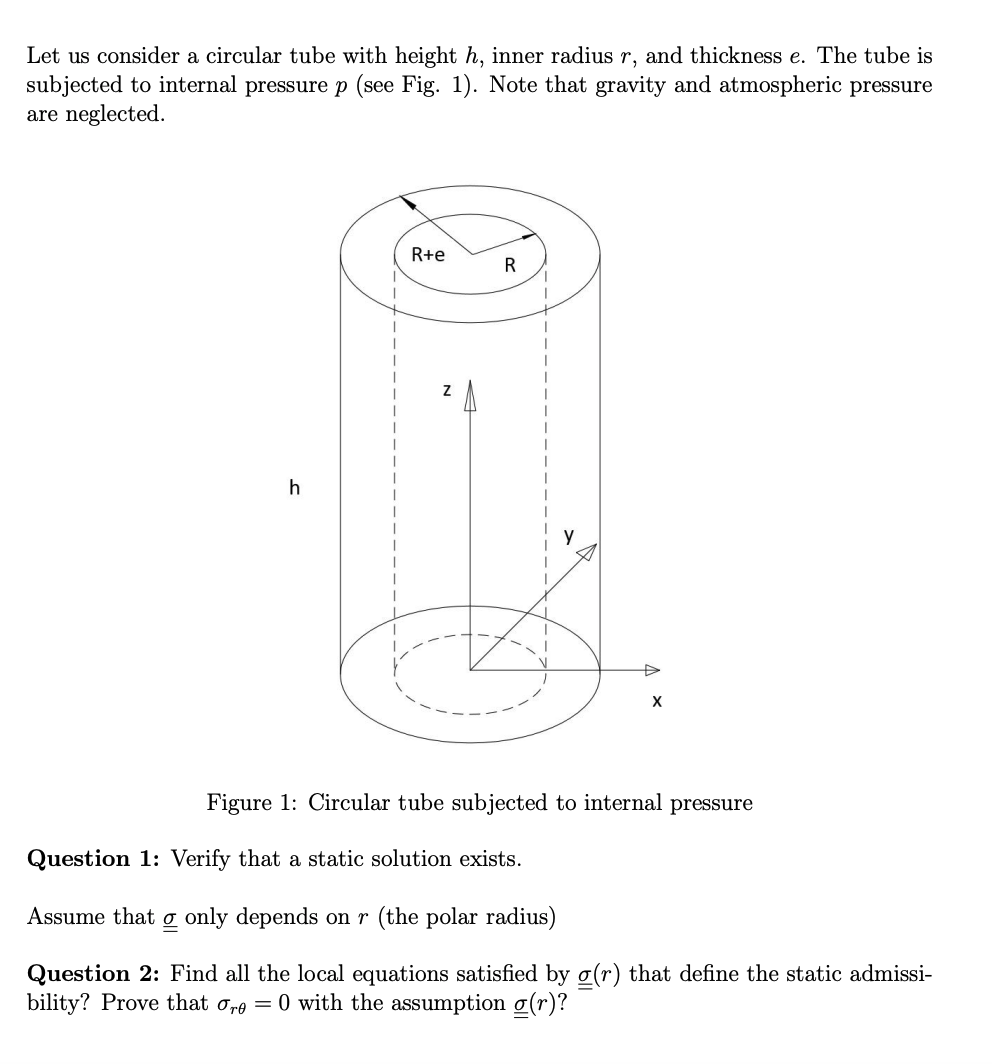 Let us consider a circular tube with height h, inner | Chegg.com
