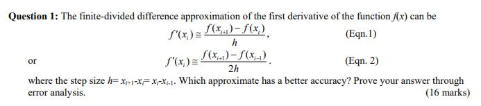 Solved Question 1: The finite-divided difference | Chegg.com