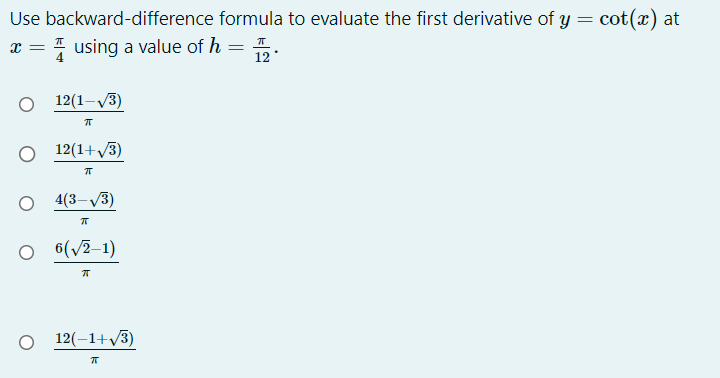 Solved Use backward-difference formula to evaluate the first | Chegg.com
